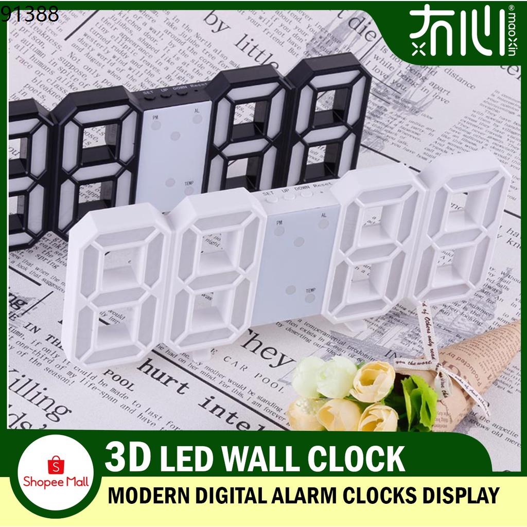 wall decoration display MX MALL 3D Wall Clock Modern Digital LED Alarm ...