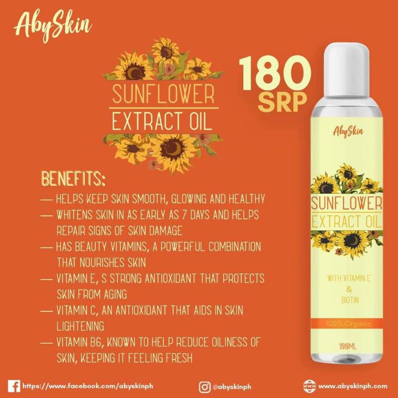 Abyskin Sunflower Extract Oil (New Packaging) | Shopee Philippines