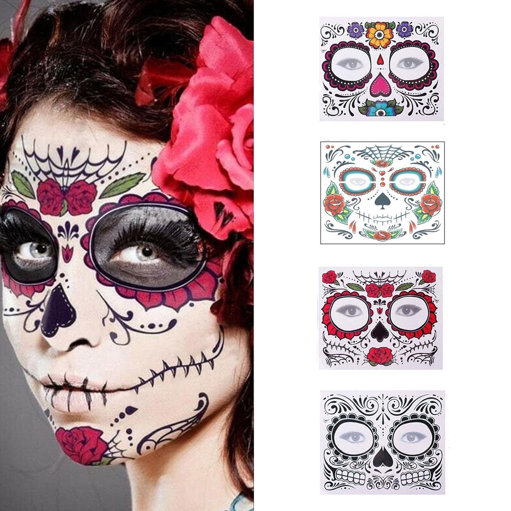Facial Makeup Sticker Special Waterproof Face Tattoo Day Of The Dead ...