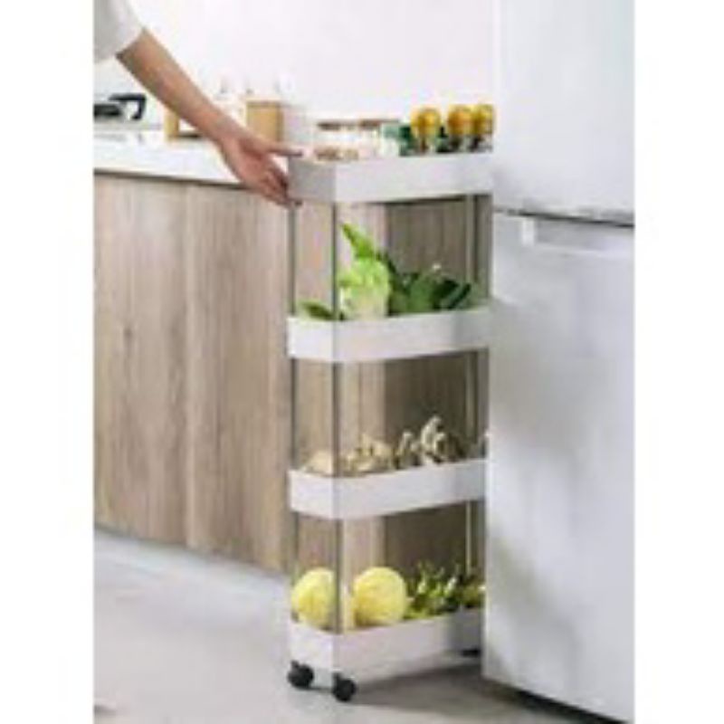 Multi- purpose 4 tiers kitchen trolley movable storage rolling utility ...