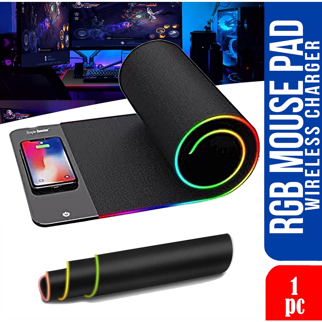 RGB Gaming Mouse Pad Large, Glowing LED Mousepad with wireless charging ...