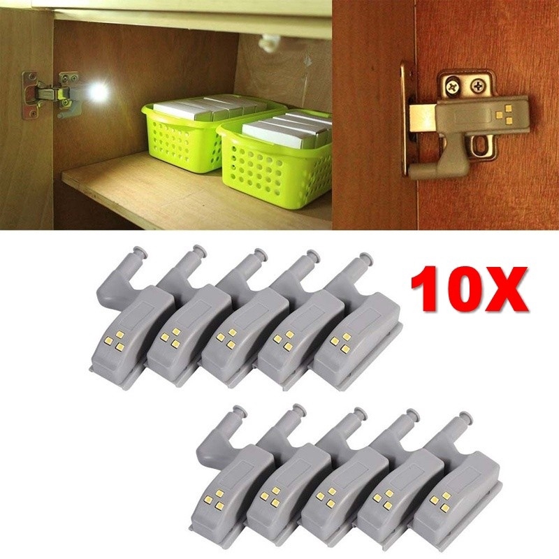10pcs Night Lights Inner Hinge LED Sensor Light For Kitchen Livingroom ...
