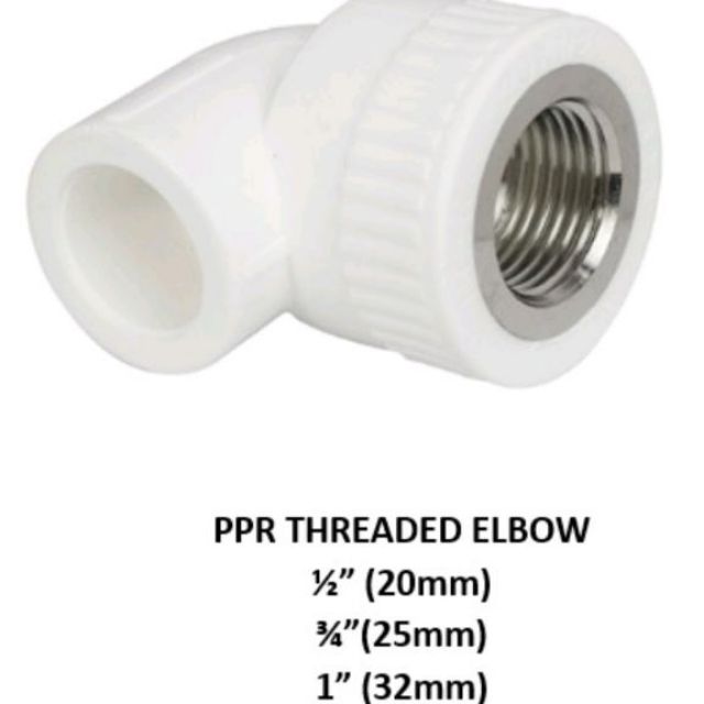 PPR Threaded Elbow / Elbow with Thread / Female Elbow 1/2" 3/4" 1" 20mm 25mm 32mm (per pc ...