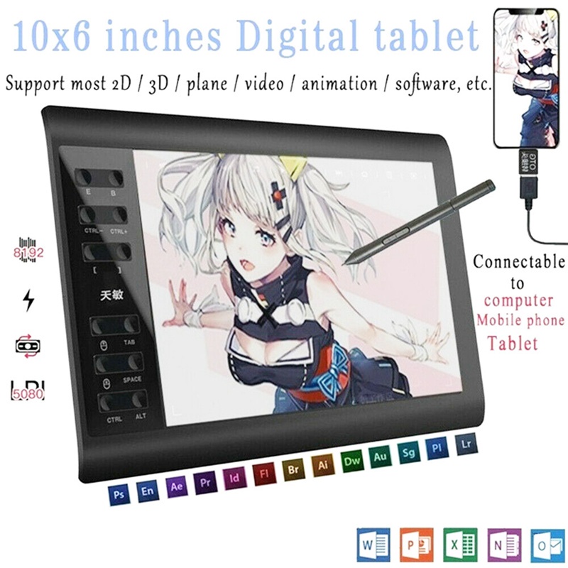 Perphasiy G10 Hand painted board Digital Tablet Digital Graphics ...