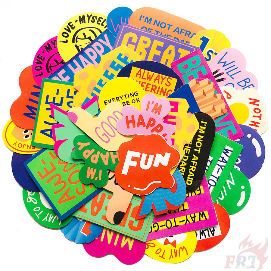 38Pcs/Set Colorful Healing English Word Letters Stickers DIY Fashion ...