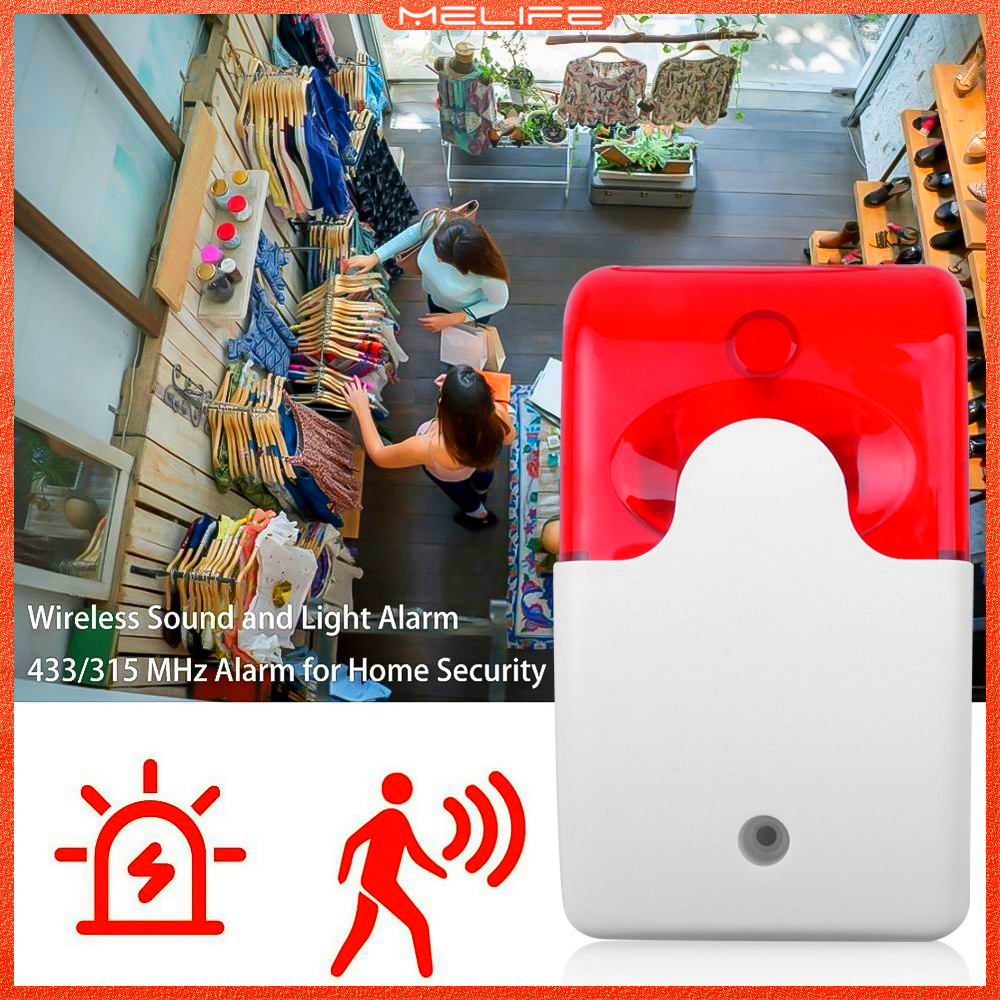 Mini 12V 115dB Wired Sound Alarm Strobe Flashing Red Light Sound Siren ...