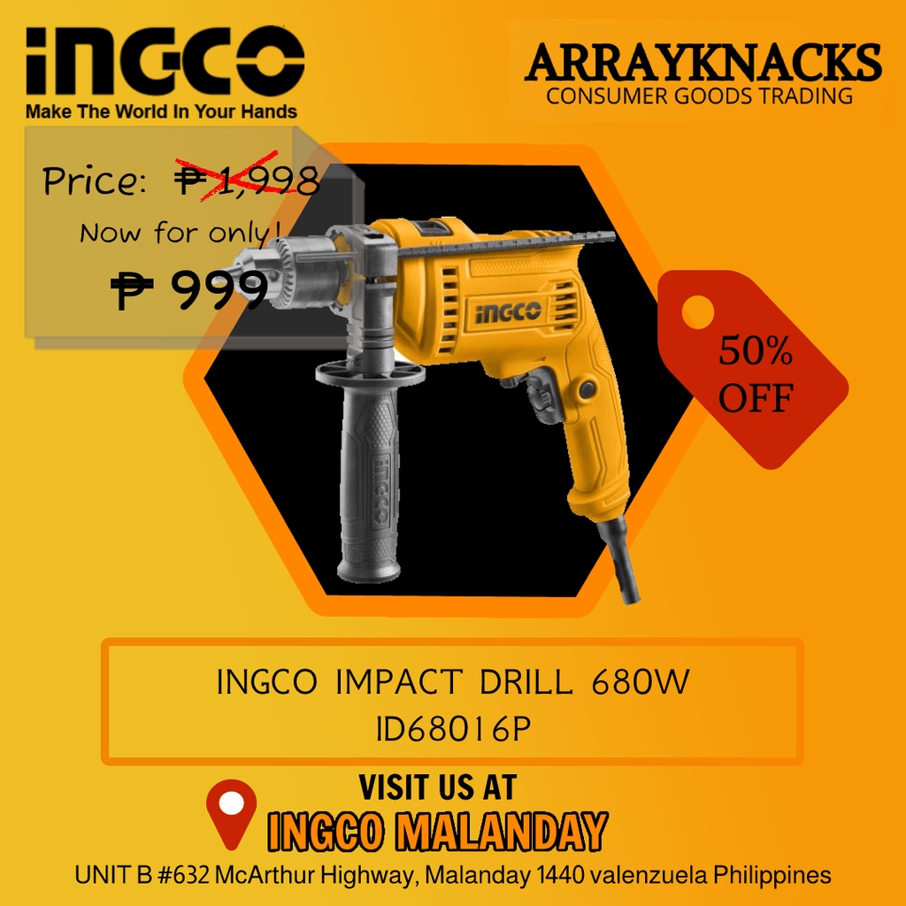 INGCO IMPACT DRILL 680W ID68016P SUPER PRODUCT | Shopee Philippines