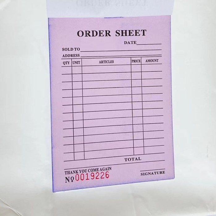 Order Sheet 3 size carbon paper receipt resibo duplicate and triplicate ...