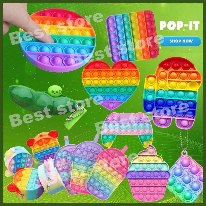 BEST STORE New Unicorn Pop Its Round Fidget Toy Push bubble stress ...