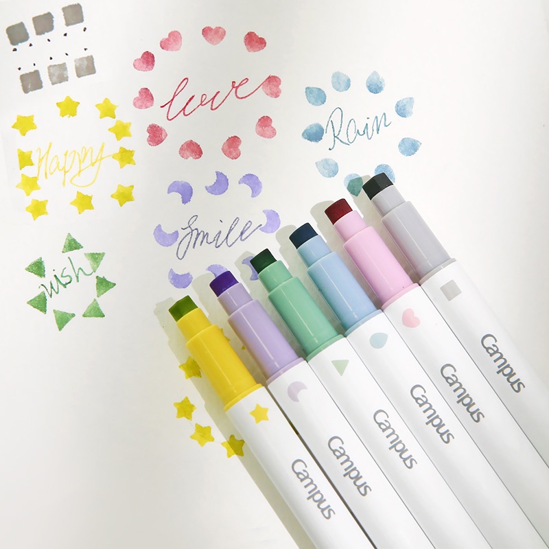 Penlab 1pcs KOKUYO Stamp Line Highlighter Pen Set Star Love Color ...