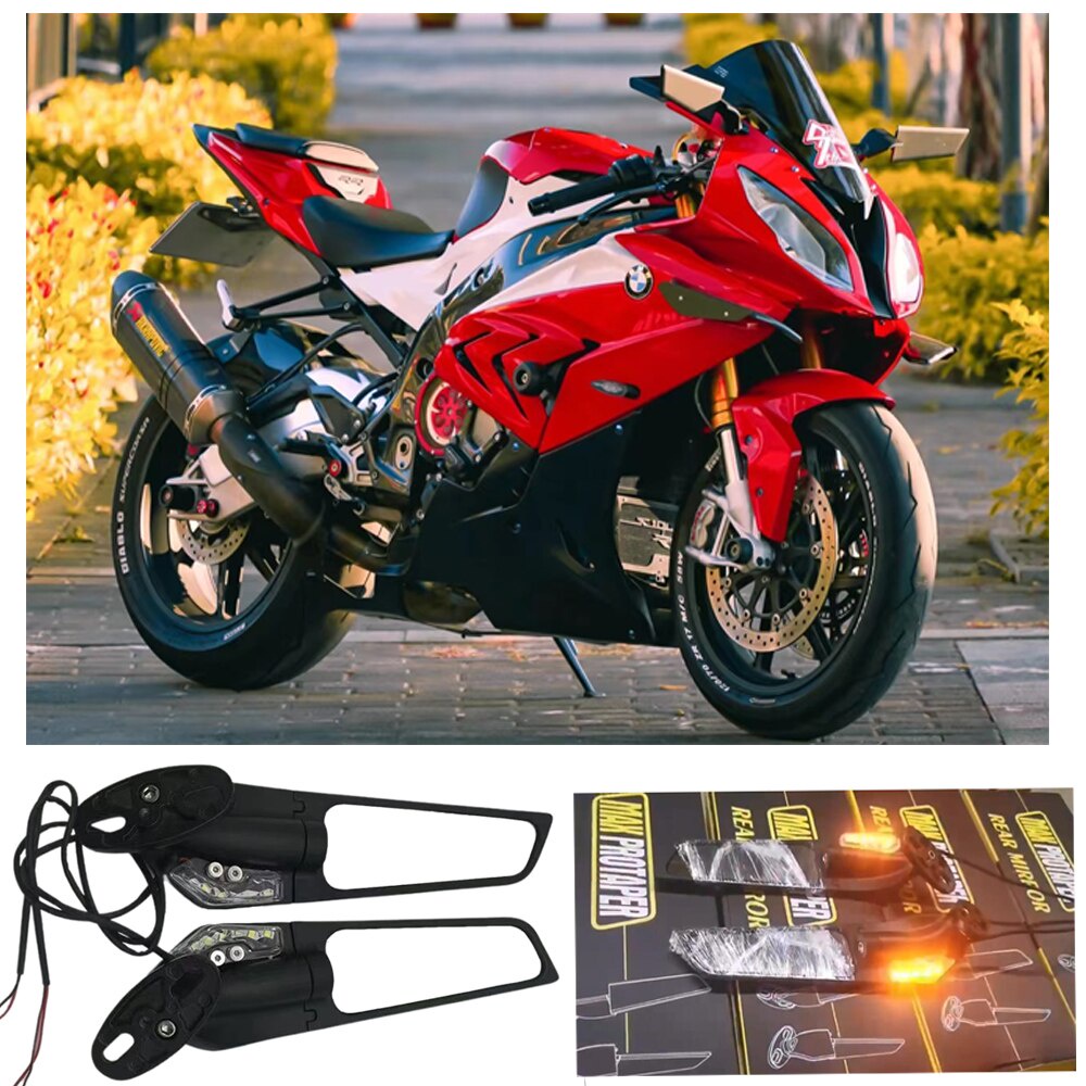 MOTO Winglet Side Mirror With Light RS200 Z200 R15 R3 CBR650R CBR150R ...