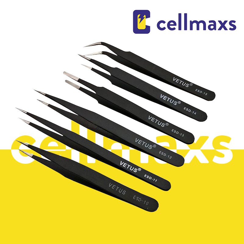 6PCS 1.5MM Thickness Anti-static ESD Stainless Steel Tweezers Precision ...