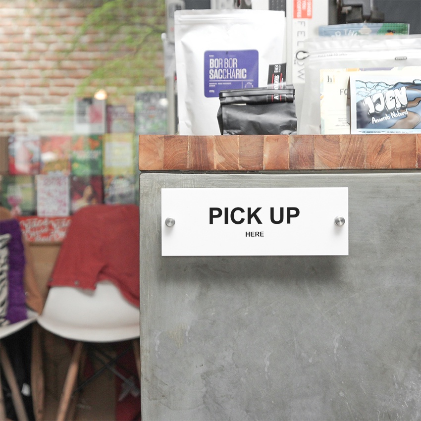 Pick Up Sign Board Here - White Acrylic Pin 8x22 cm | Shopee Philippines