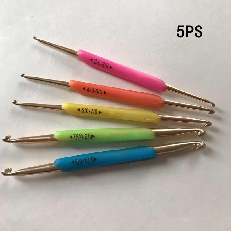 5pcs Double Pointed Aluminum Crochet Hooks Knitting Needles Set ...