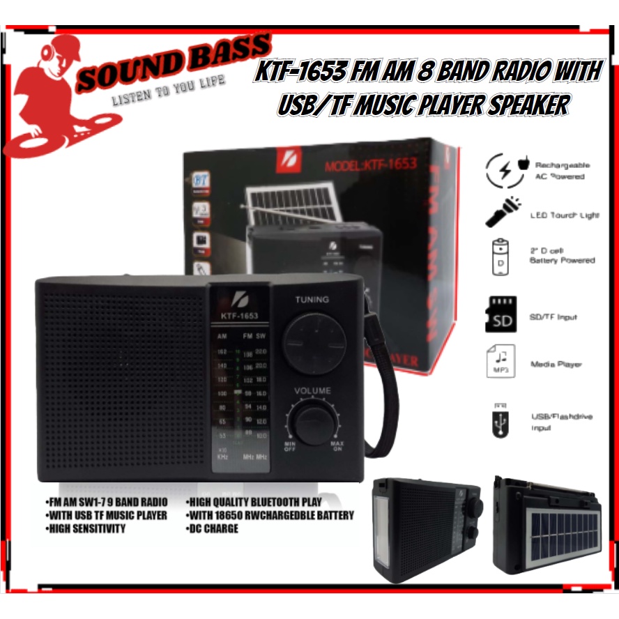 Ktf-1653 Fm Am 8 Band Radio With USB /Tf Music Player Speaker | Shopee ...