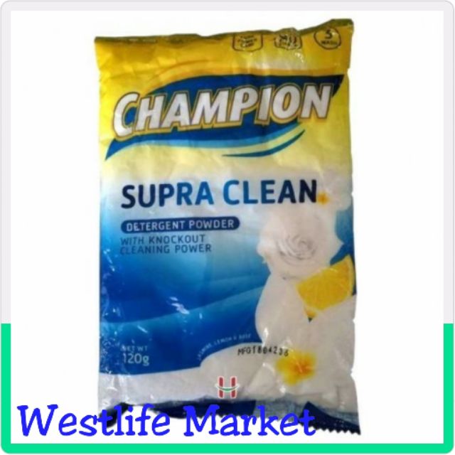 Champion Supra Clean Detergent Powder 120g × 6 sachets | Shopee Philippines