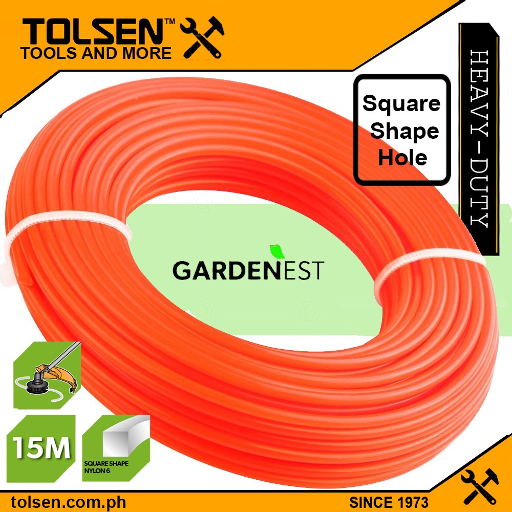 Tolsen Nylon Grass Trimmer Line 15M (Square Shape Hole) (1.6mm - 3mm) For Grass Cutter | Shopee ...
