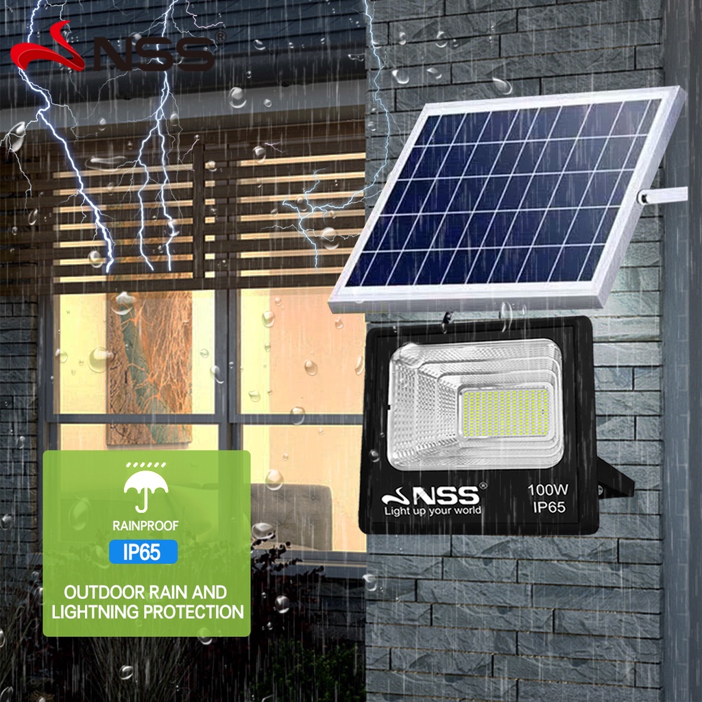 NSS Solar light 100W waterproof LED solar flood light HP Solar Panel ...