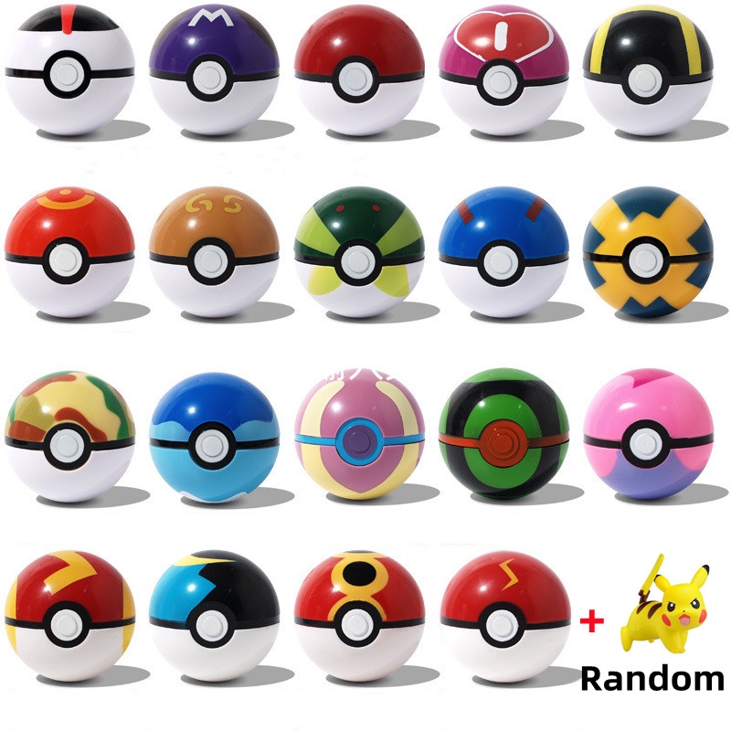 7cm Game Pokemon Poke ball Pop-up Ball +Random Monster Pikachu Action ...