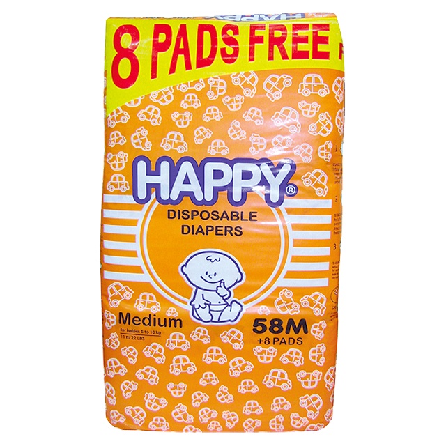 Happy Diaper M 58+8 pieces | Shopee Philippines