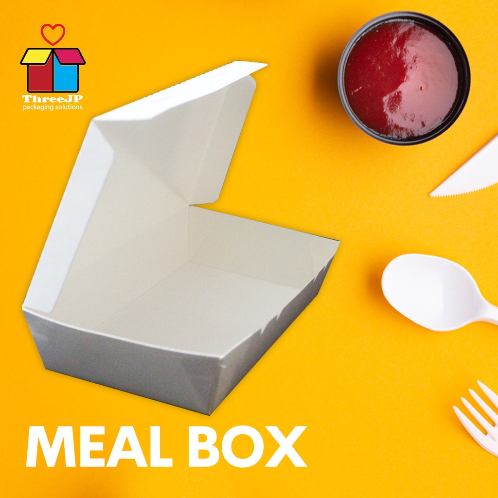 PAPER MEAL BOX LUNCH BOX LAMINATED WHITE 50PCS | Shopee Philippines