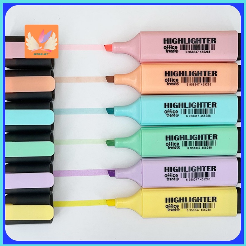 ARThur School Office Supply Highlighter Pen/Text Marker 6 Colors ...