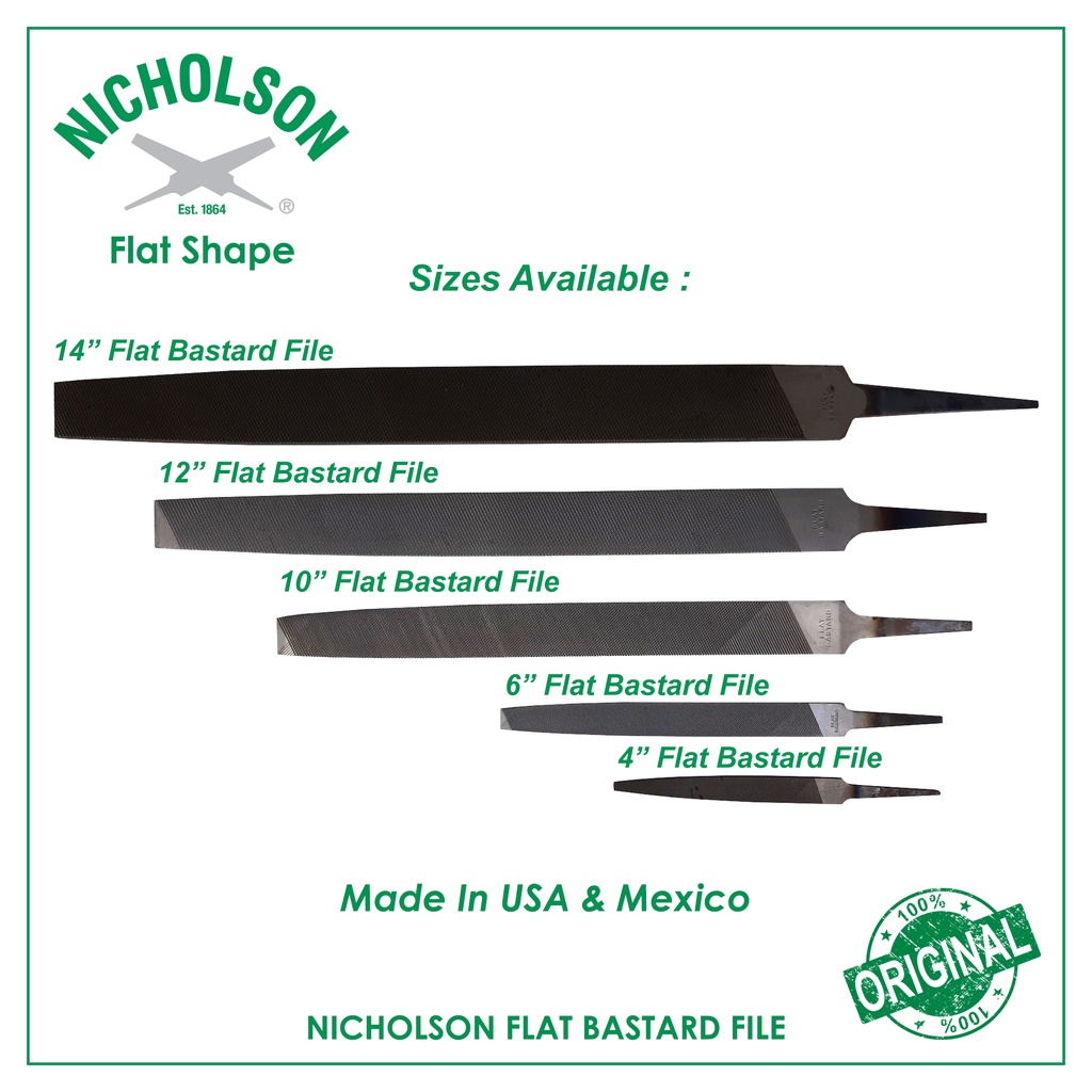 Nicholson Flat Bastard Taper Chainsaw File Flat Shape Kikil 4", 6", 10 ...