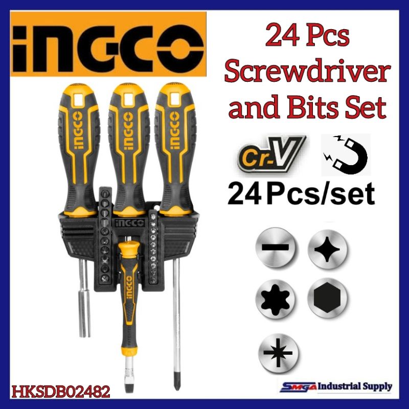 INGCO 24pcs Screwdriver and Bits Set HKSDB02482 | Shopee Philippines