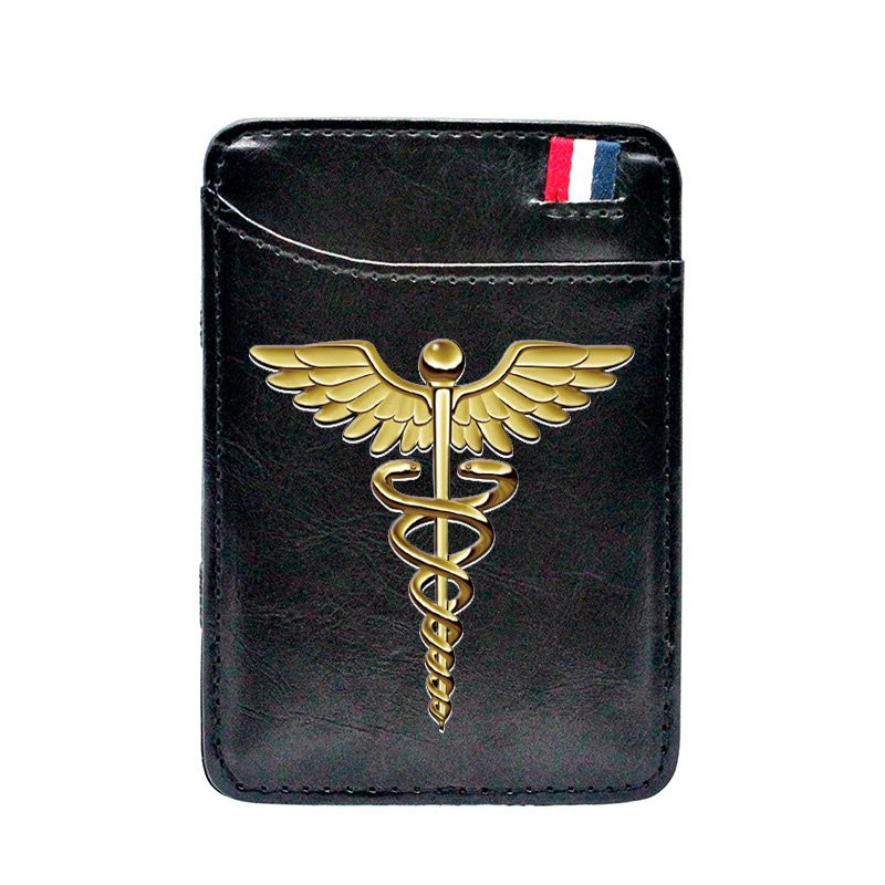 Digital Printing Black Medical Scepter Design Leather Magic Wallet ...