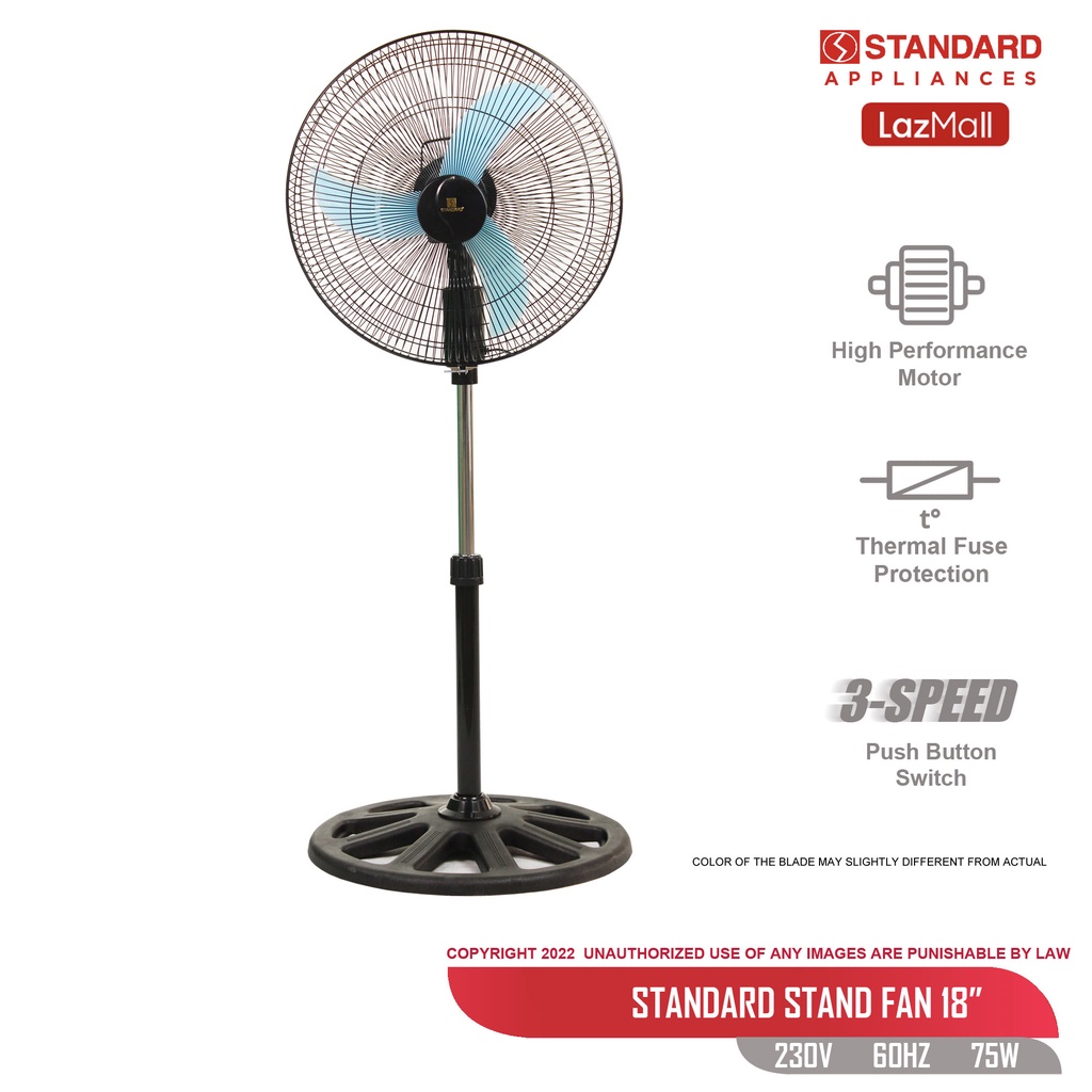 Standard Stand Fan 18" Banana Type Plastic Blade (Random Color) STS-18 ...