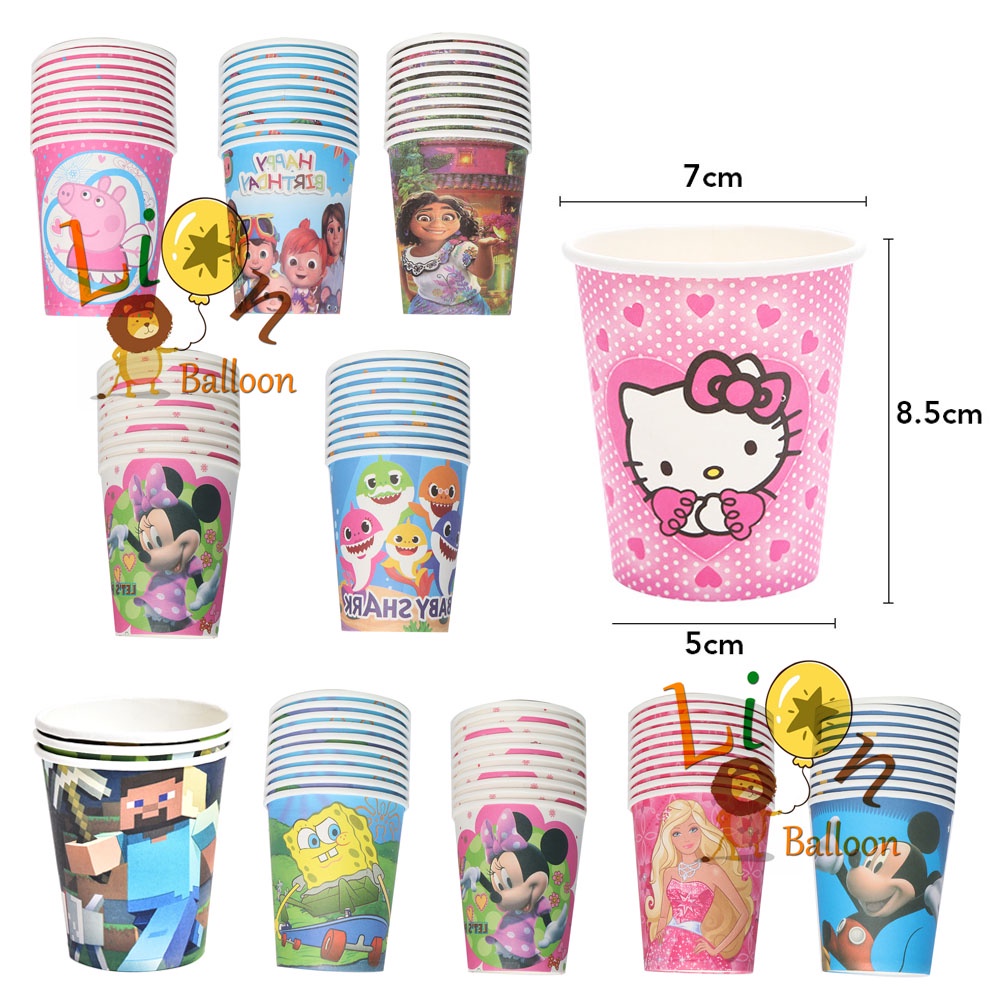 10pcs Paper Cups Characters Kids Birthday supplies | Shopee Philippines