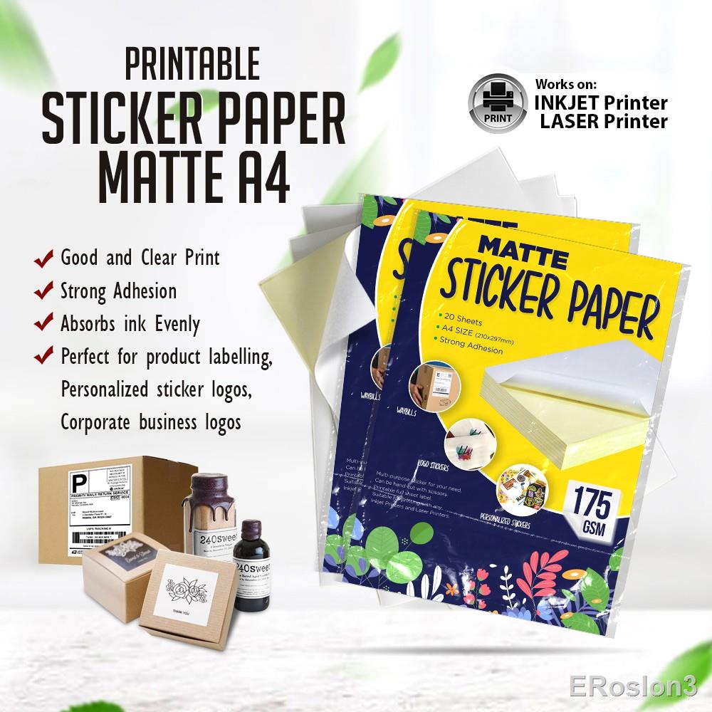 Matte Label Sticker Paper A4 175GSM (20 sheets) | Shopee Philippines