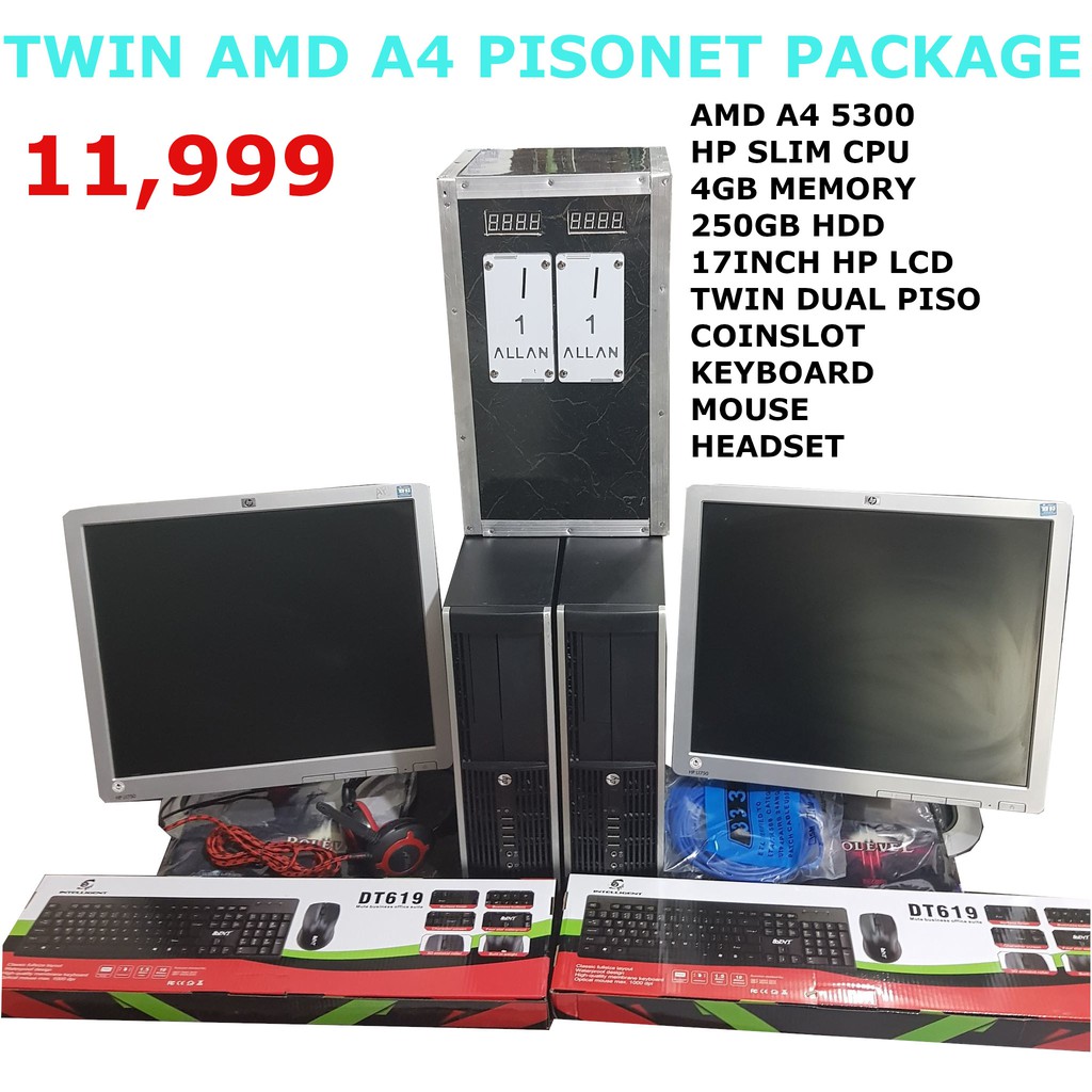 HP Desktop Twin PISONET AMD A4 5300 4GB 250GB 17INCH PACKAGE | Shopee ...