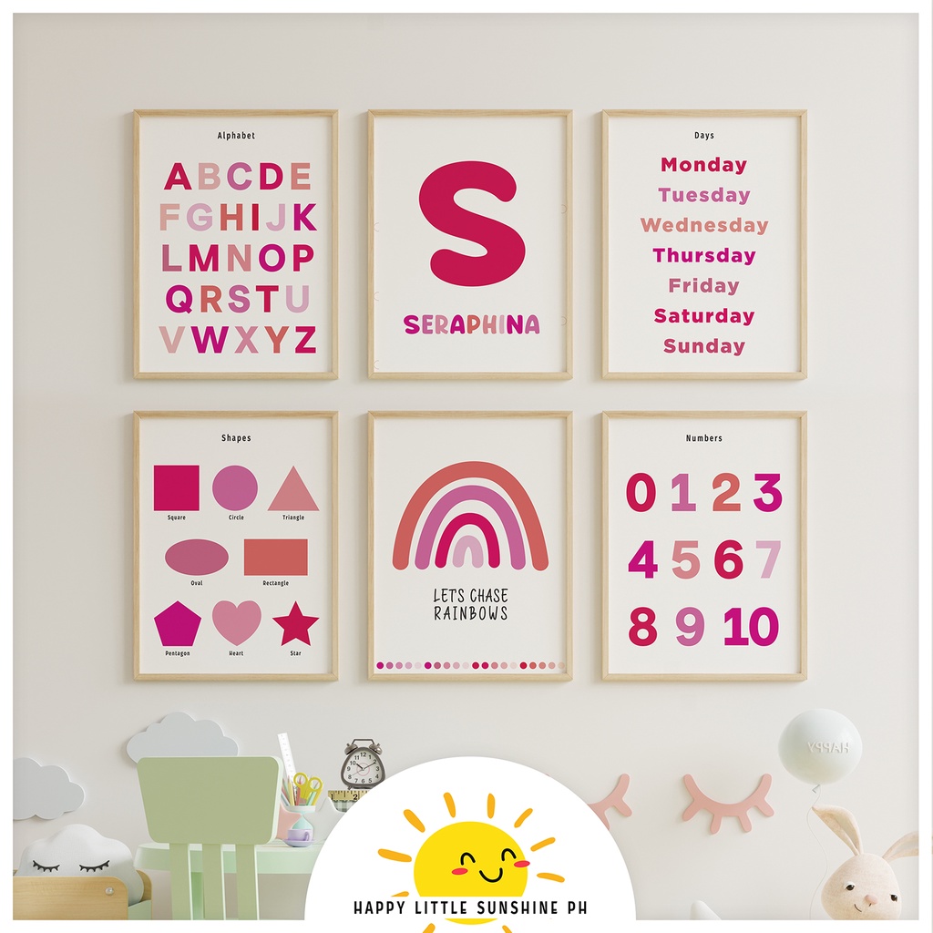Educational wall chart | alphabet, name, days of the week, shapes ...