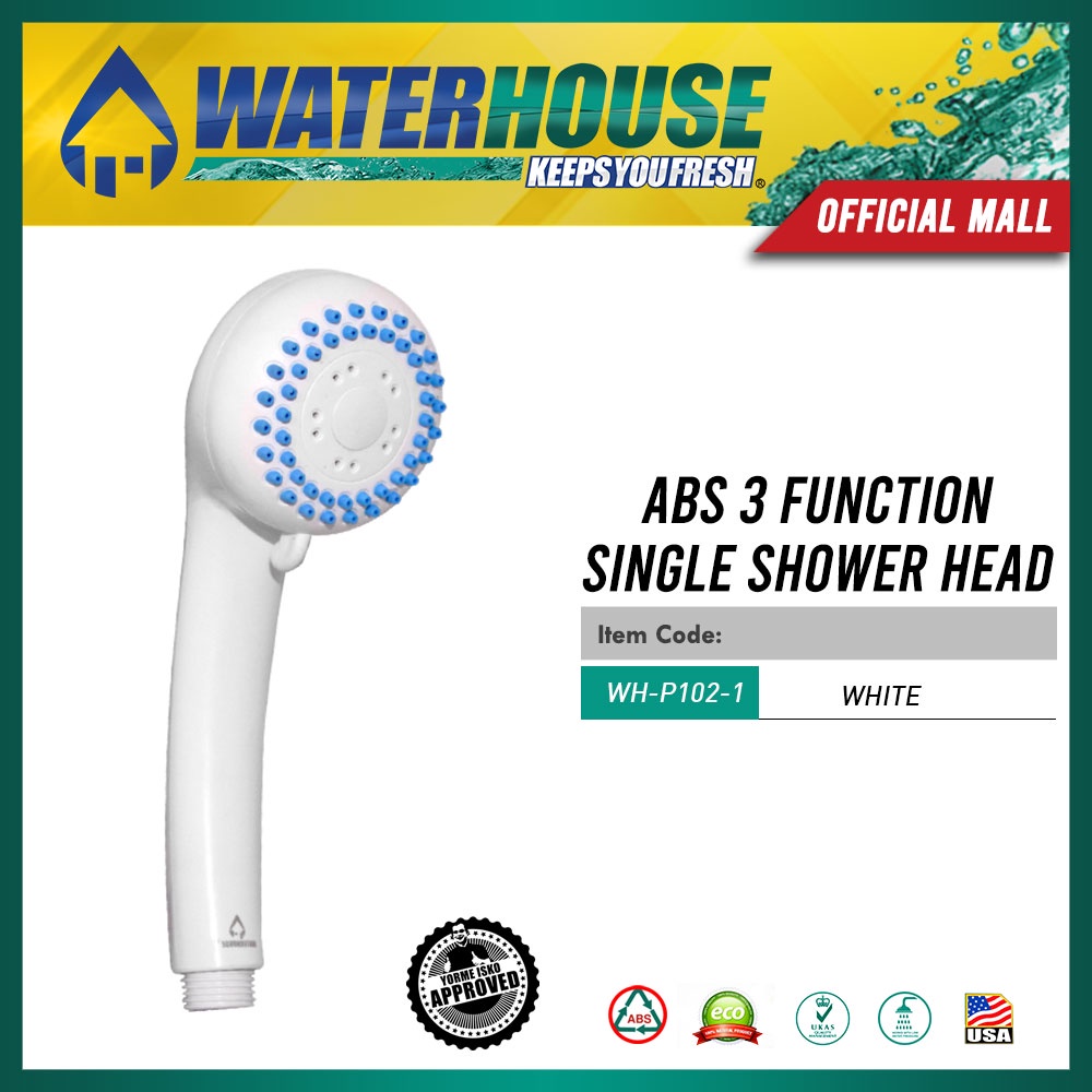 WATERHOUSE ABS 3 Function Single Shower Head WHITE P102-1 PHWH | Shopee Philippines