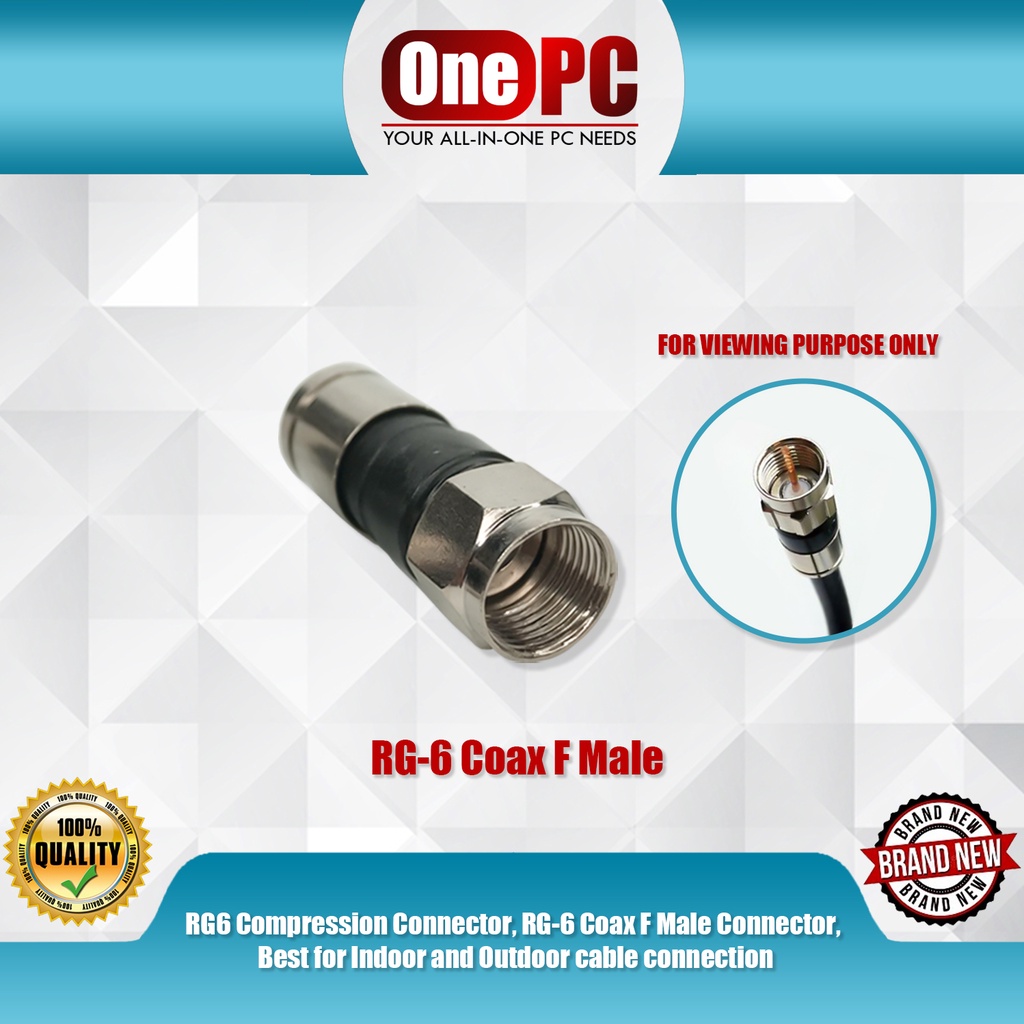 RG6 Compression Connector, RG-6 Coax F Male Connector, Best for Indoor ...