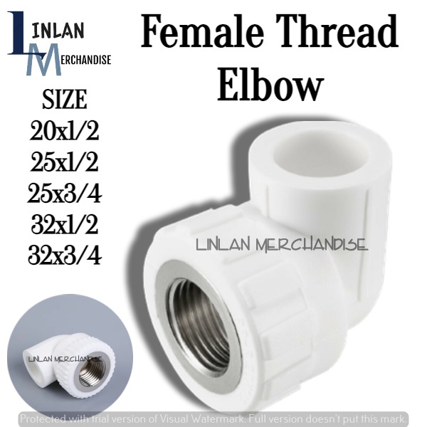 1 PC PPR Female Thread Elbow Fittings (20x1/2, 25x1/2, 25x3/4, 32x1/2 ...
