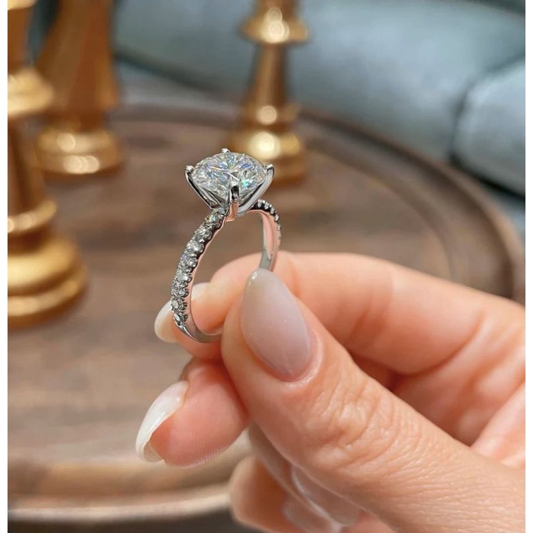 18k White Gold Gra Moissanite Engagement Ring, Pawnable, 100%Authentic ...