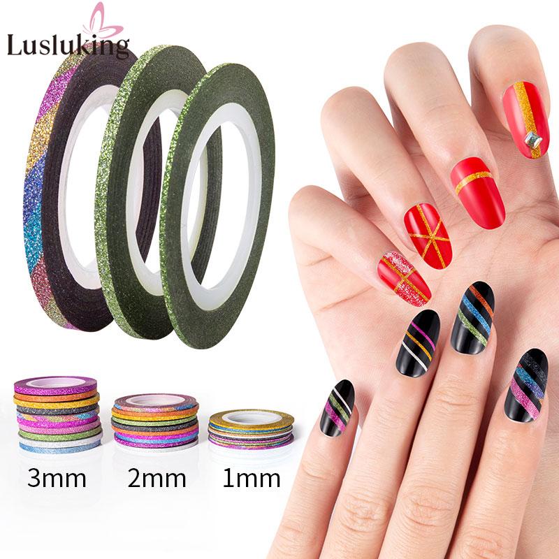 Lusluking 10 30 Rolls Glitter Scrub Nail Art Striping Tape Line Sticker ...