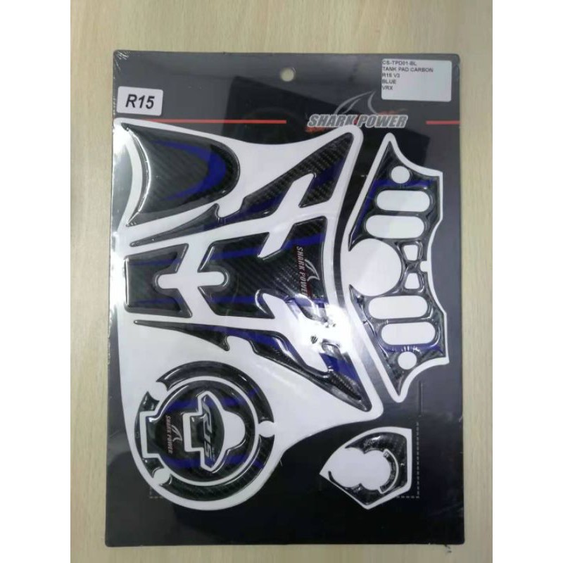 YAMAHA R15 V3 TANK PAD MOTOR COVER SET/ MOTORCYCLE TANK PAD STICKERS ...