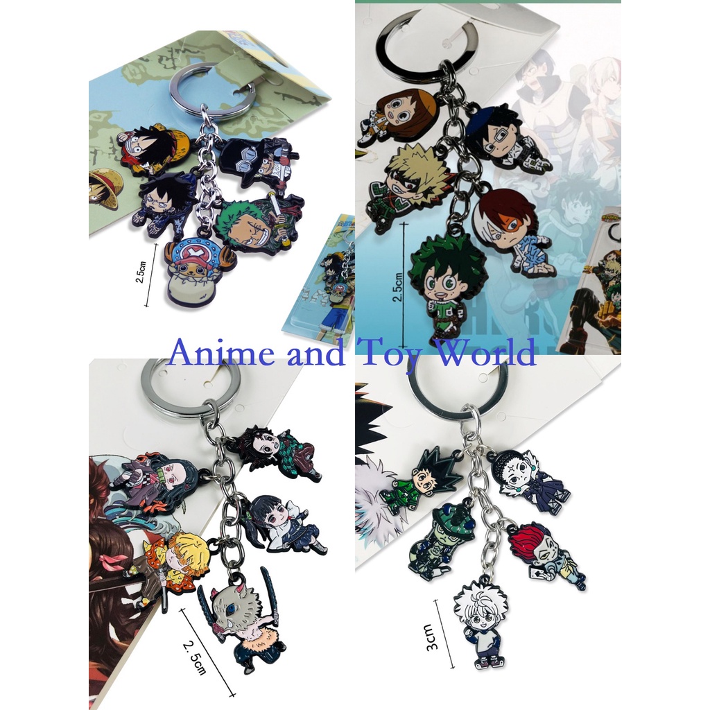 Anime Keychain 5 In 1 Key Chain Demon Slayer,My Hero Academia,Spy x ...