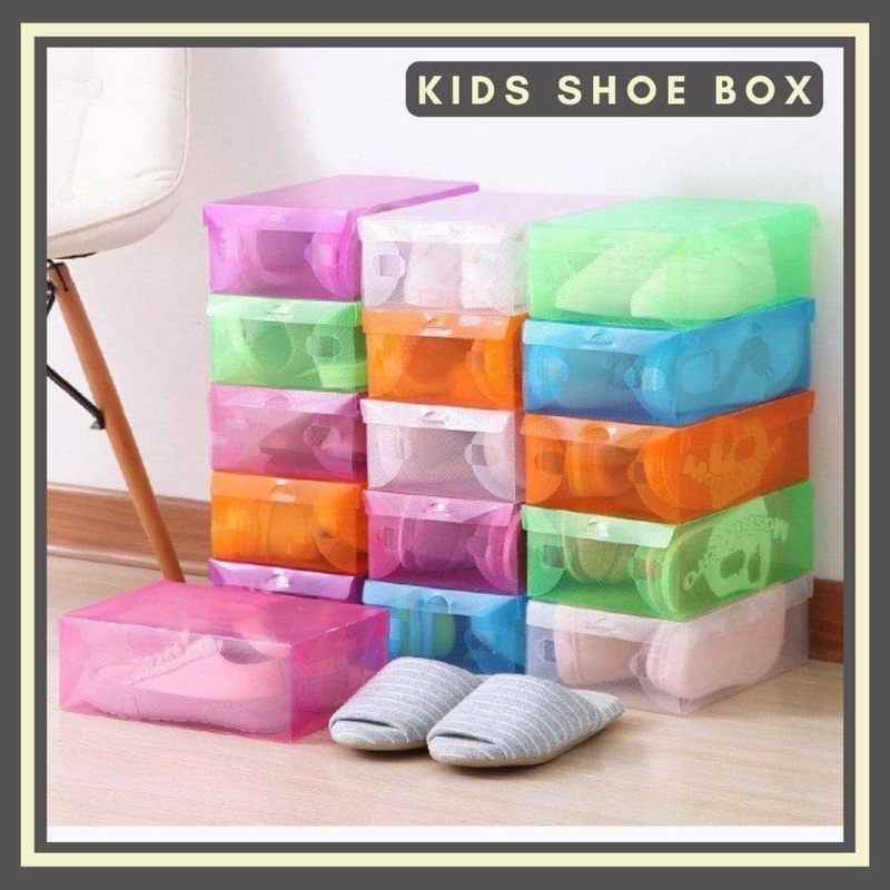 KIDS Shoe Box Foldable Shoe Storage Organizer PP Plastic Children Shoe ...