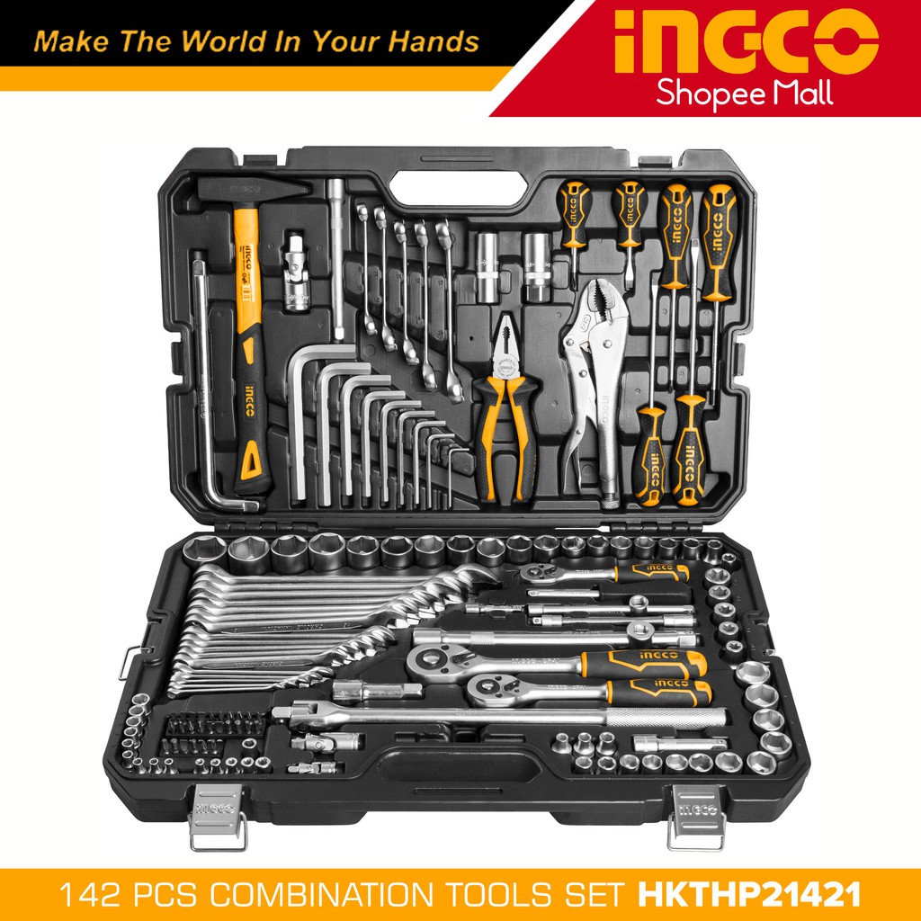 Ingco 142pcs Combination Tool Set Car Repair Tools with Case HKTHP21421 ...