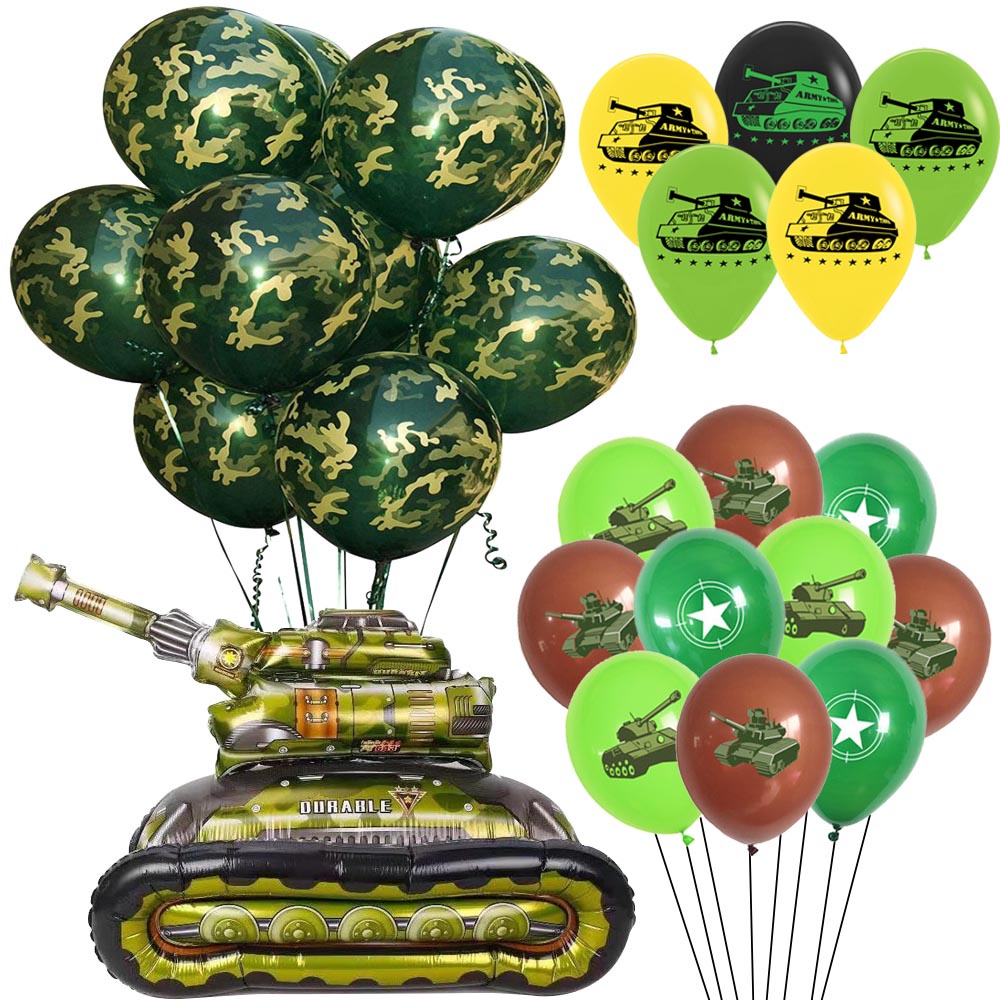 Camouflage Balloon Green Balloons Military Party Decor Fighter Tank ...