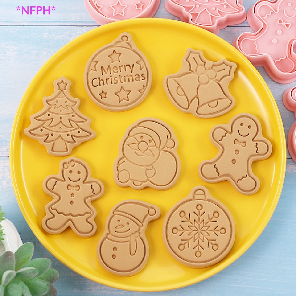 CKFR 8Pcs 3D Christmas Cookie Cutters Biscuit Mold Cookie Mould Stamp ...