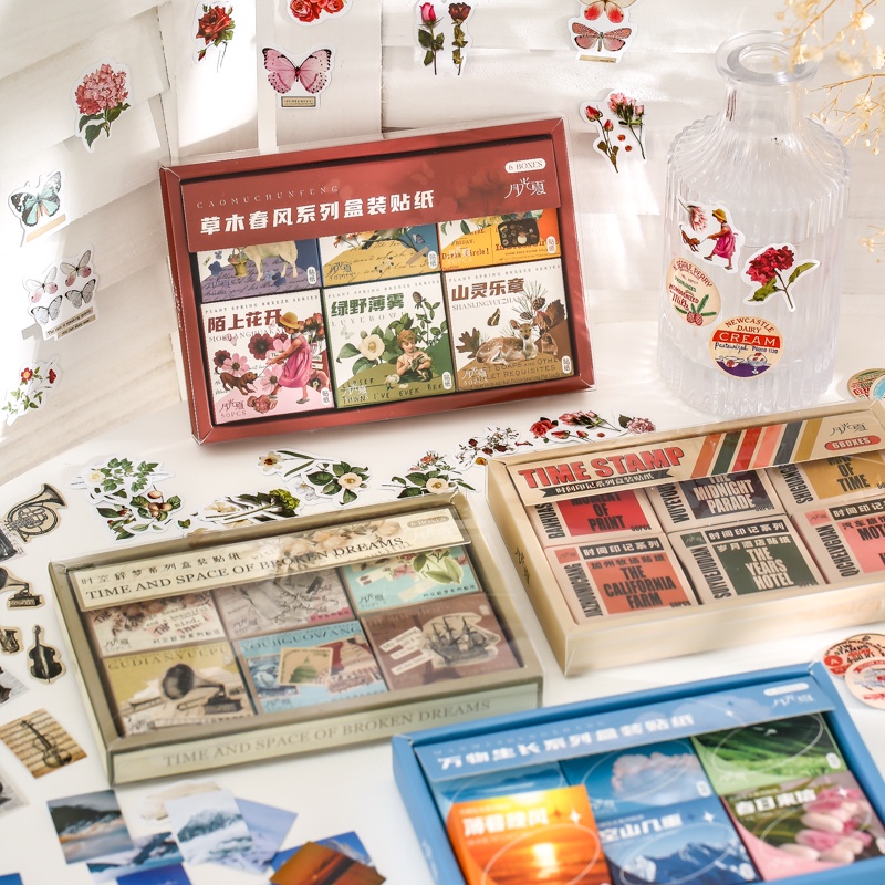 Journamm 300pcs/pack Ins Box Stickers Set DIY Scrapbooking Collage Junk ...