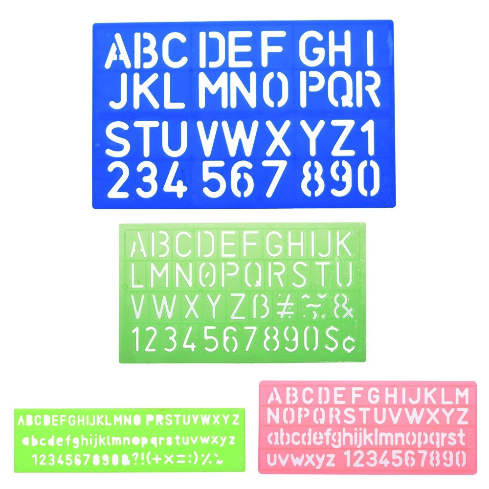 4pcs Assoted Colors Plastic Letter and Alphabet Stencil Sets Drawing ...