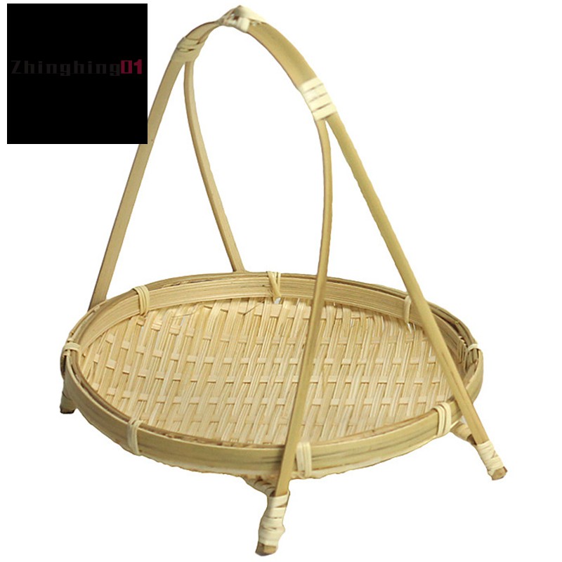 Bamboo Woven Straw Basket Shelf Wicker Fruit Bread Food Storage Kitchen ...