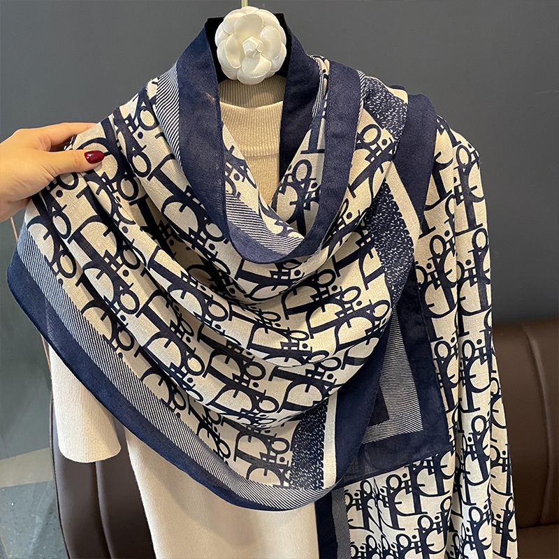 Design Brand Winter Women Scarf Fashion Plaid Print Cotton Hijabs ...