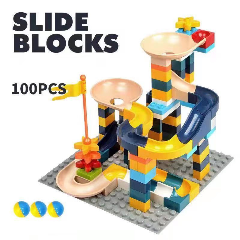 sunny shop DIY marble race track ball block funnel slide brick children ...